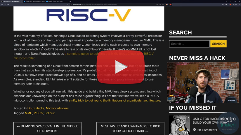 Running Linux on a RISC-V MCU Without Memory Management