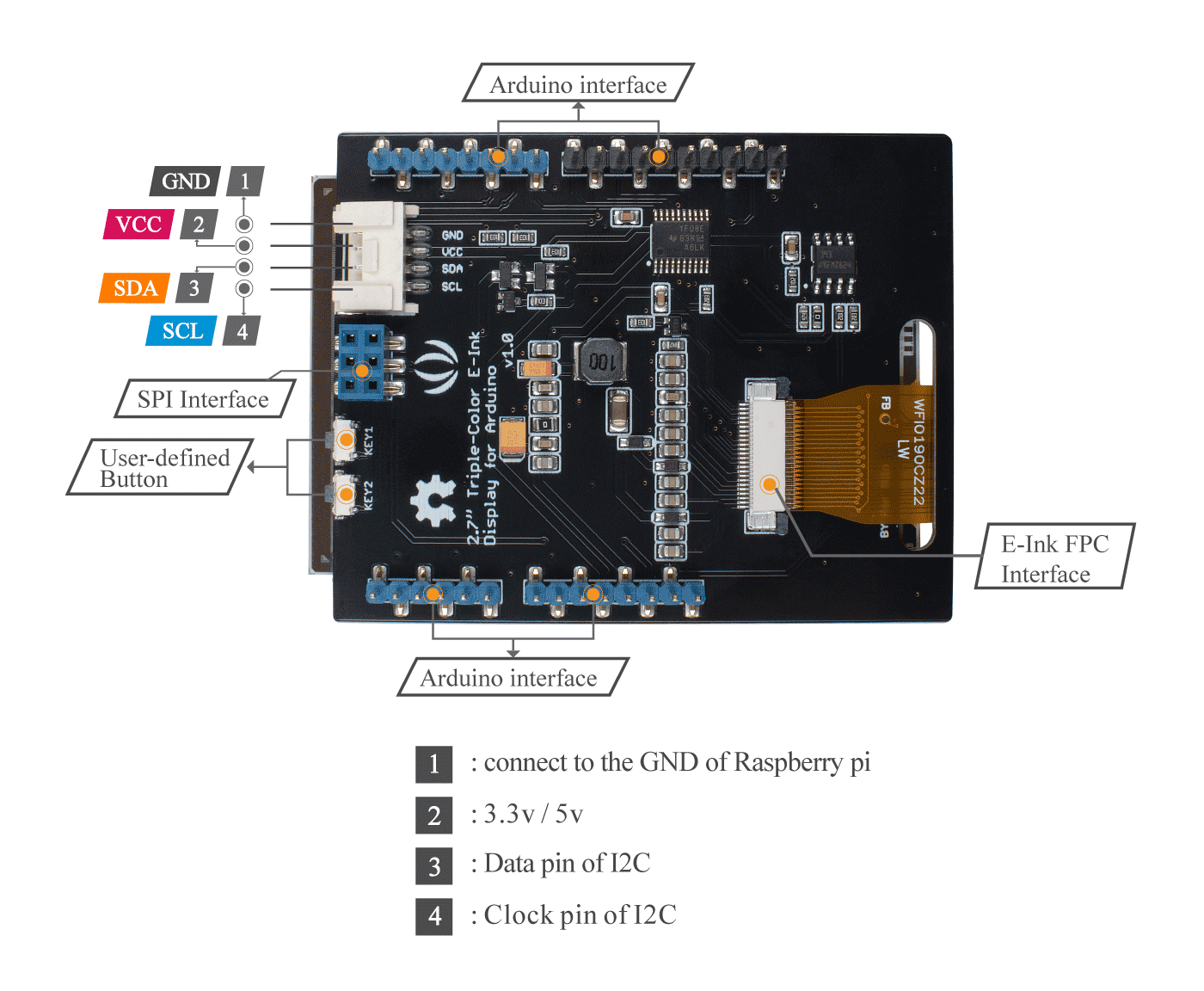 2.7'' Triple-color E-ink Shield For Arduino - 104030067