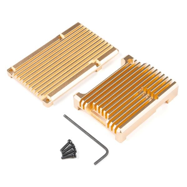 Aluminum Heatsink Case For Raspberry Pi 4 - Gold - PRT-15774