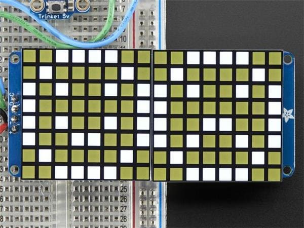 16x8 1.2 Led Matrix + Backpack - Ultra Bright Square White Leds - 2044