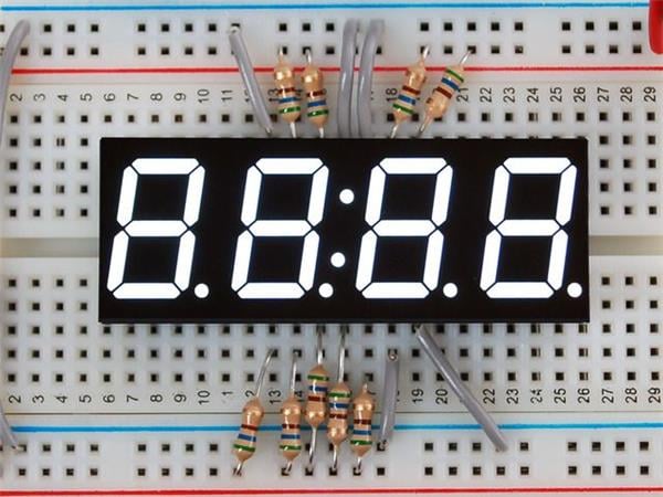 White 7-segment Clock Display - 1001