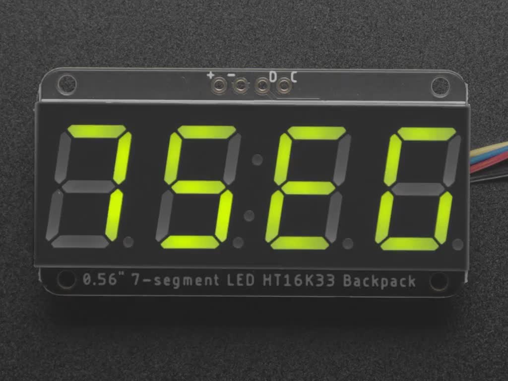 Assembled Adafruit 056 4 Digit 7 Segment Display W I2c Backpack Qt Green 5603