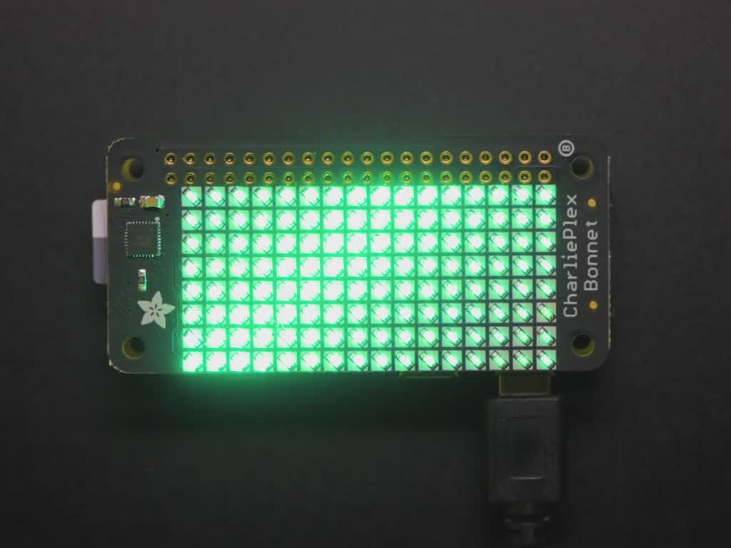 Adafruit Charlieplex Led Matrix Bonnet - 8x16 Green Leds - 4120